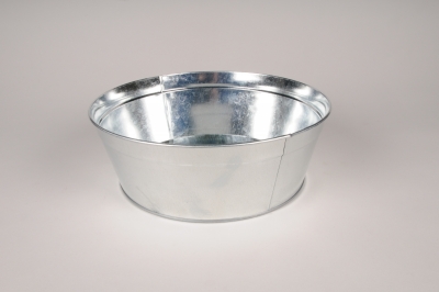 Natural zinc bowl planter D30.5cm H10.5cm