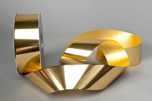 Bright gold metal ribbon 50mm x 100m